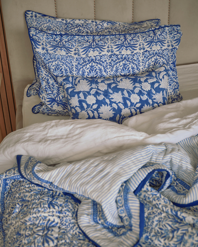 Block-print cushions | Styling guide to cushion layering | Dilli Grey